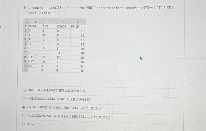 Solved Enter your formula in G5 to find out the PRICE under | Chegg.com