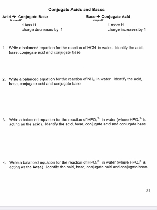Solved Conjugate Acids and Bases Acid → Conjugate Base Base | Chegg.com