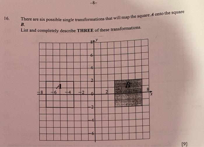 Solved -8 16. There are six possible single transformations | Chegg.com
