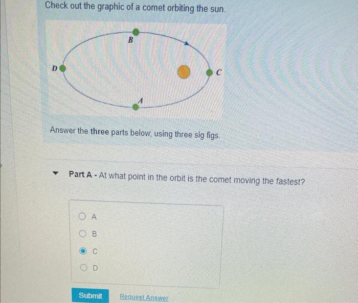 Solved Check out the graphic of a comet orbiting the sun. | Chegg.com