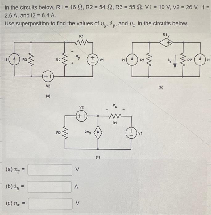 Solved In the circuits below, R1=16Ω,R2=54Ω,R3=55Ω,V1=10 V, | Chegg.com