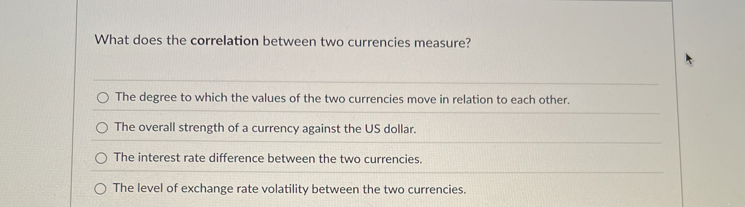 Solved What does the correlation between two currencies | Chegg.com