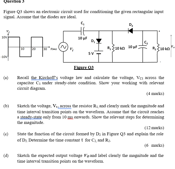 Question 3Figure Q3 ﻿shows an electronic circuit used | Chegg.com