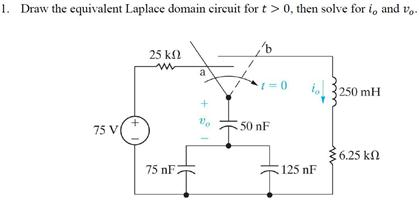 Solved Draw the equivalent Laplace domain circuit for t > 0, | Chegg.com