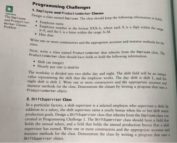 Solved Programming Challenges 1. Employee and | Chegg.com