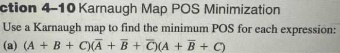 Solved ction 4-10 Karnaugh Map POS Minimization Use a | Chegg.com