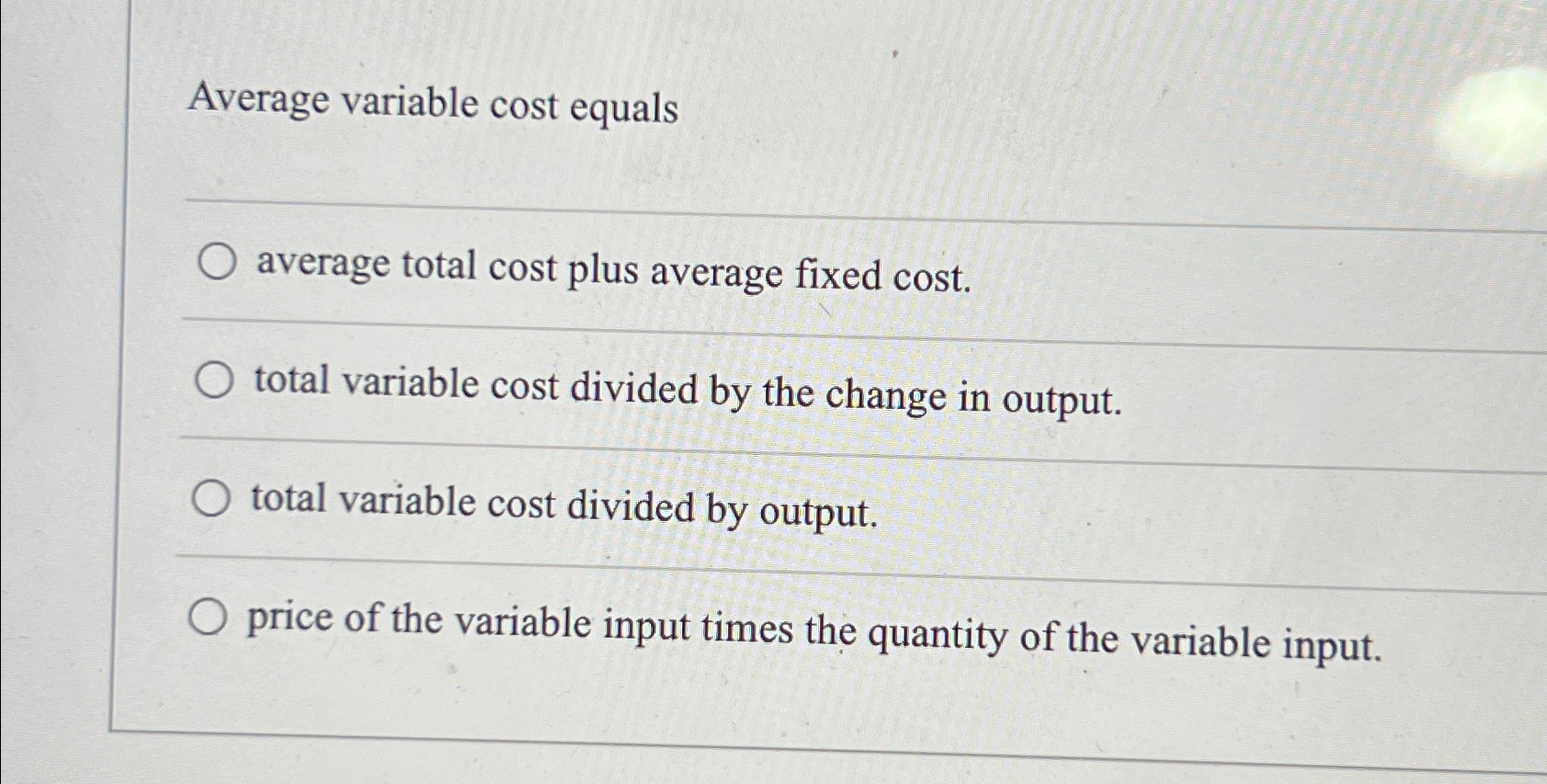 Average variable cost equalsq,average total cost plus | Chegg.com