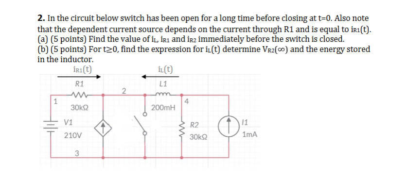 In ﻿the circuit below switch has been open for a long | Chegg.com