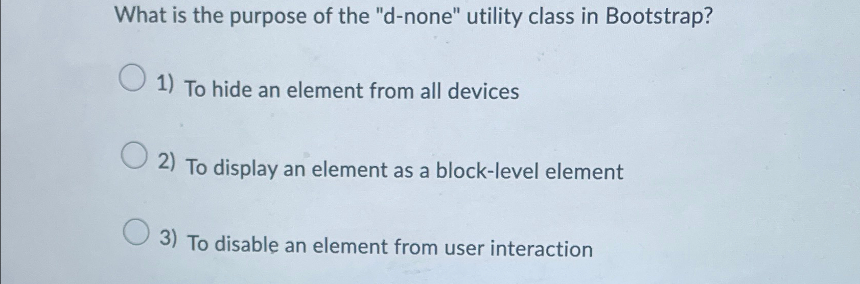 What is the purpose of the "d-none" utility class in | Chegg.com
