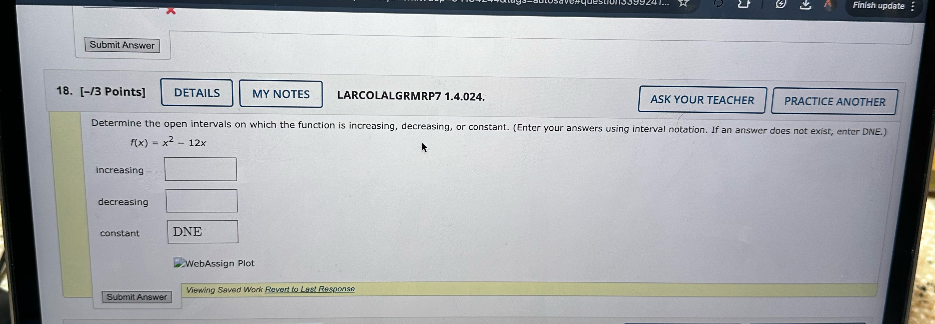 Solved Finish updateSubmit Answer18. ﻿ Points] | Chegg.com