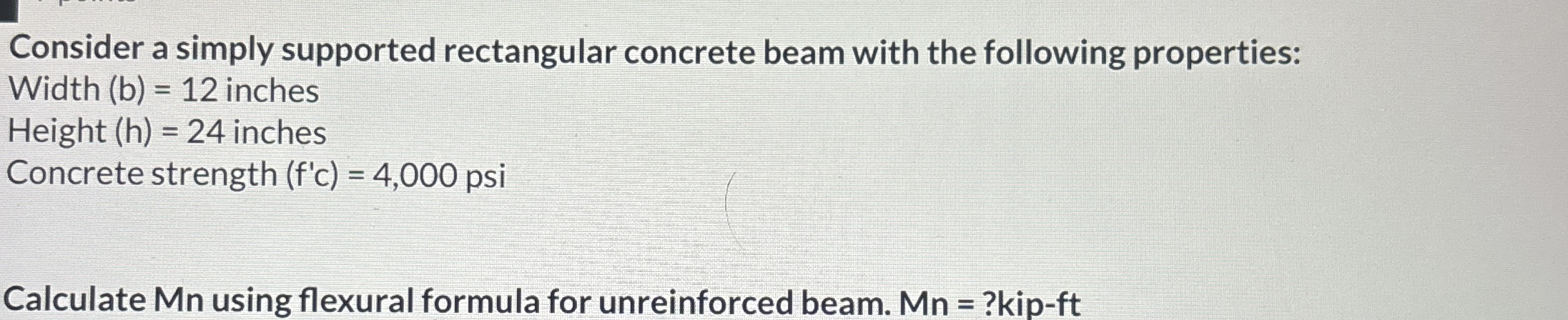 Consider a simply supported rectangular concrete beam | Chegg.com
