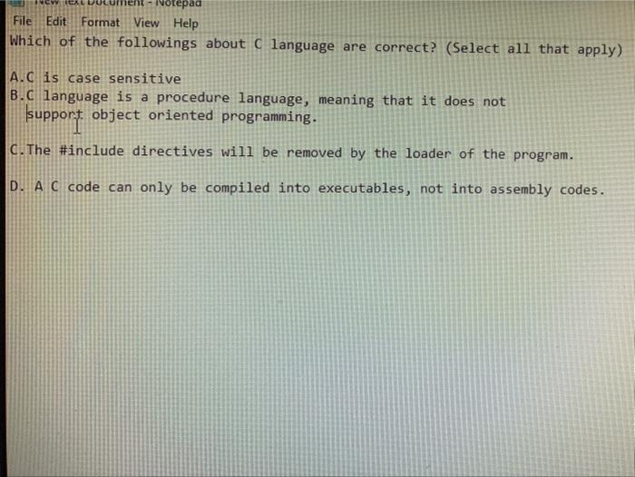 Solved INotepad File Edit Format View Help Which of the | Chegg.com