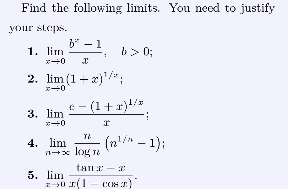 Solved Find the following limits. ﻿You need to justify your | Chegg.com