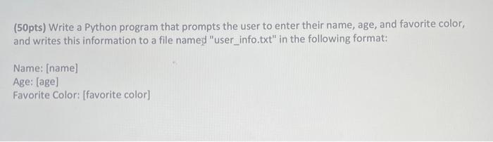 (50pts) Write a Python program that prompts the user | Chegg.com