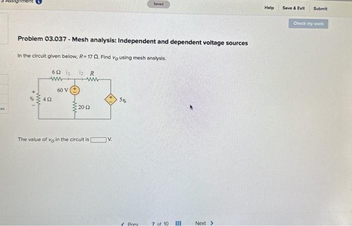 Problem 03.037 - Mesh analysis: Independent and | Chegg.com