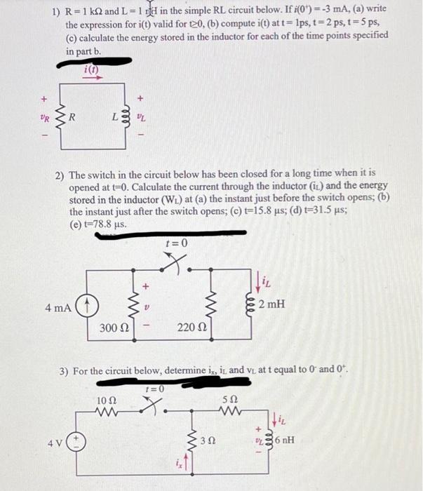 Solved the expression for i(t) valid for t≥0, (b) compute | Chegg.com