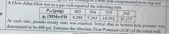 Solved A Flow-After-Hlow test in a gas well reported the | Chegg.com