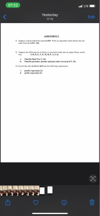 ther: 1. Find are final Tree T. jer 14. prothe | Chegg.com