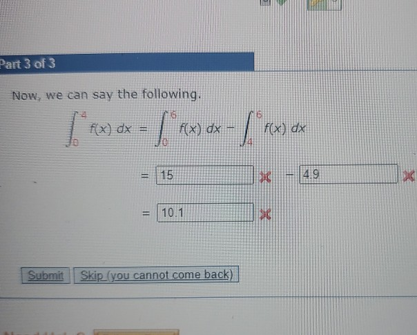 Solved Part 3 of 3 Now, we can say the following. 1 x) dx = | Chegg.com