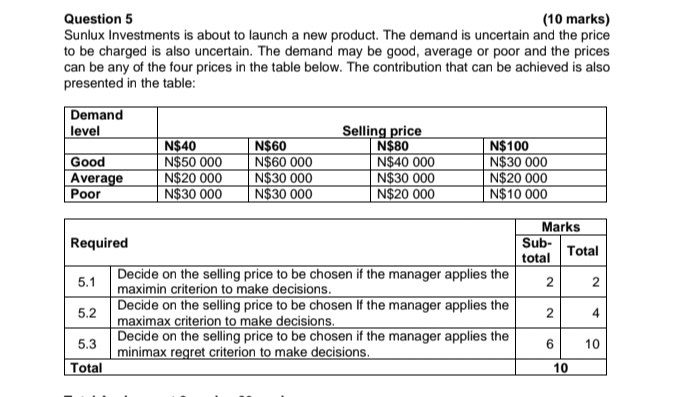 Solved Question 5(10 ﻿marks)Sunlux Investments is about to | Chegg.com