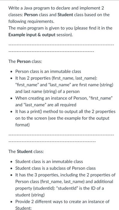 Solved Write a Java program to declare and implement 2 | Chegg.com