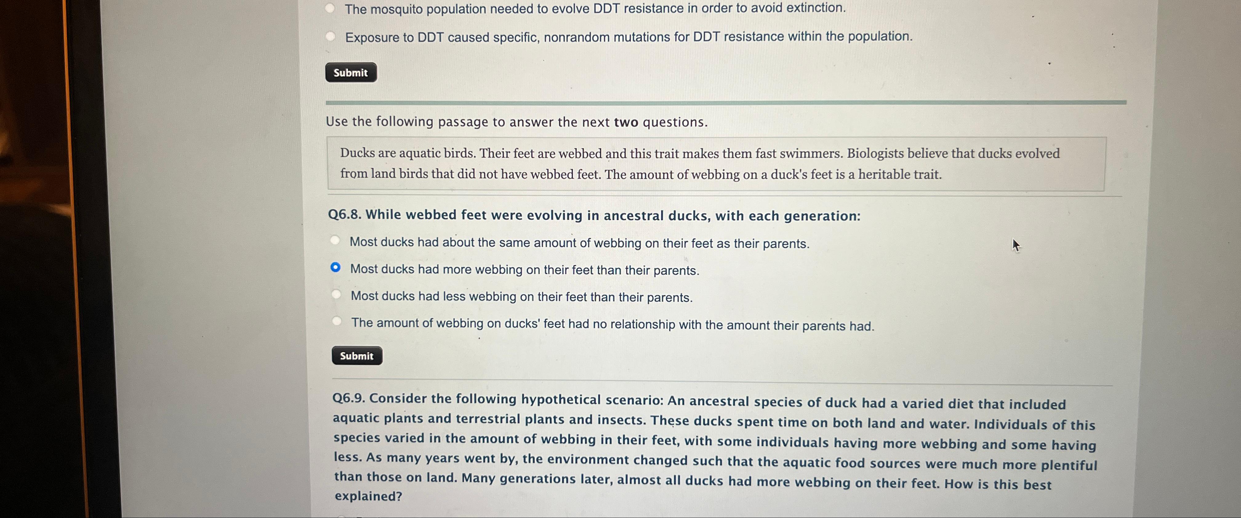 Solved The mosquito population needed to evolve DDT | Chegg.com