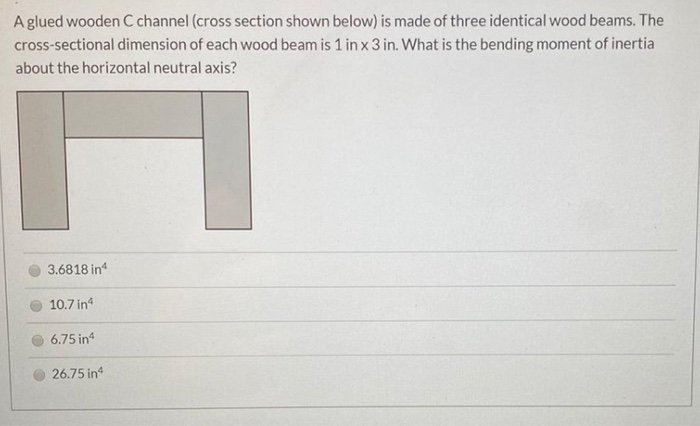 Solved A glued wooden C channel (cross section shown below) | Chegg.com