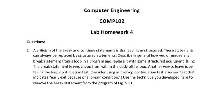 Solved Computer Engineering COMP102 Lab Homework 4 | Chegg.com