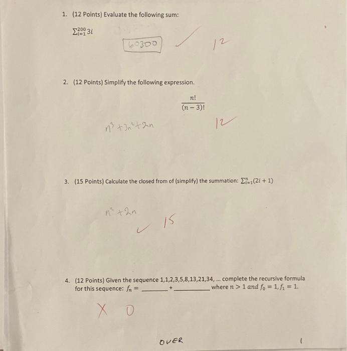 Solved 1. (12 Points) Evaluate the following sum: ∑i=12003i | Chegg.com Solved 1. (12 Points) Evaluate the following sum: ∑i=12003i | Chegg.com
