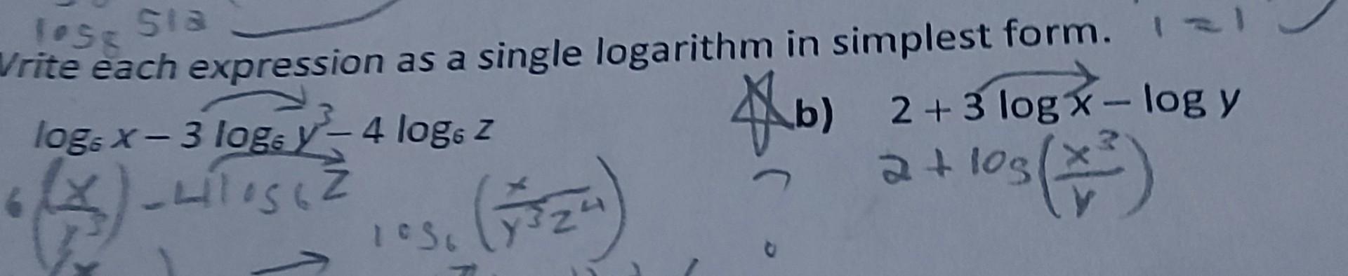 Solved 1058512 /rite each expression as a single logarithm | Chegg.com