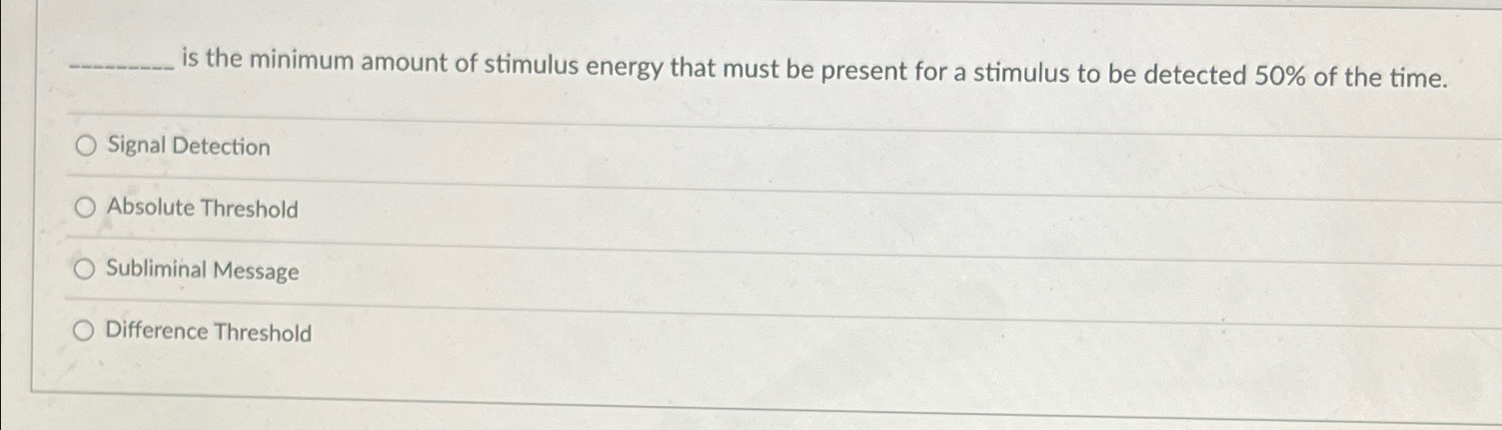 Solved is the minimum amount of stimulus energy that must be | Chegg.com