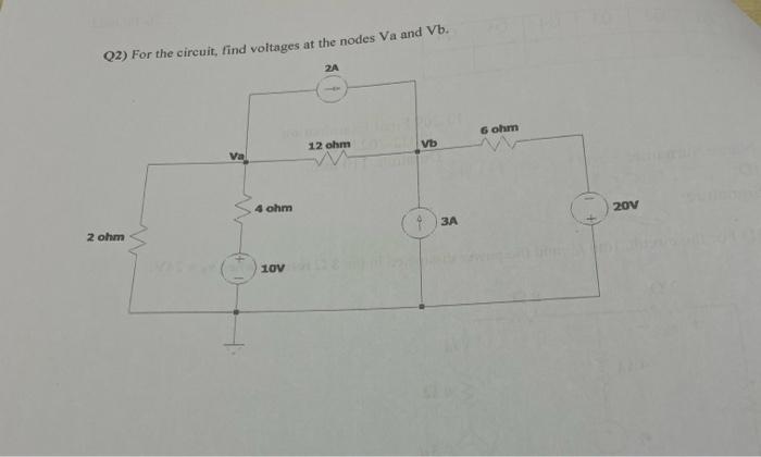 Solved nav Fin the circuit, find voltages at the nodes Va | Chegg.com
