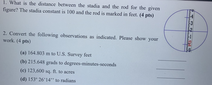 Solved 1. What is the distance between the stadia and the | Chegg.com