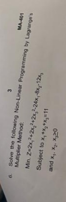 Solved Solve the following Non-Linear Programming by | Chegg.com