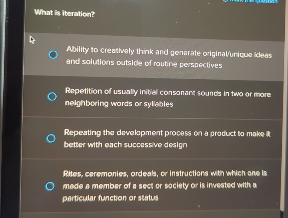 Solved What is iteration?Ability to creatively think and | Chegg.com