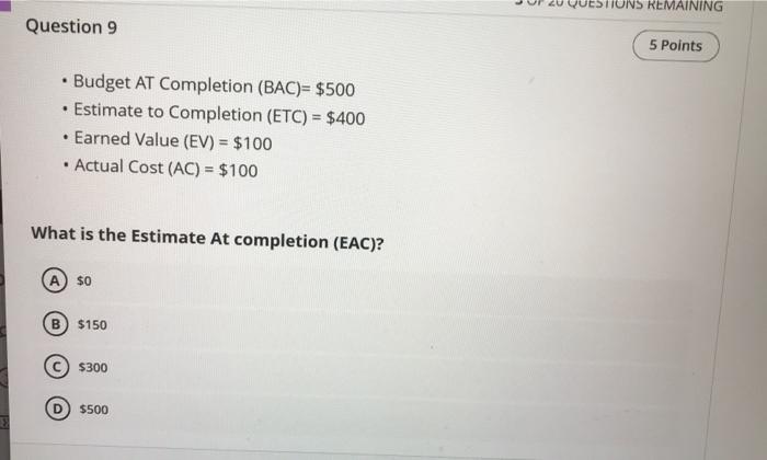 Solved The earned value of a project is $50,000. The planned | Chegg.com