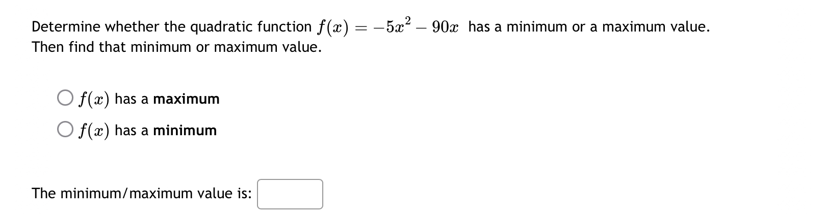 Solved Determine Whether The Quadratic Function