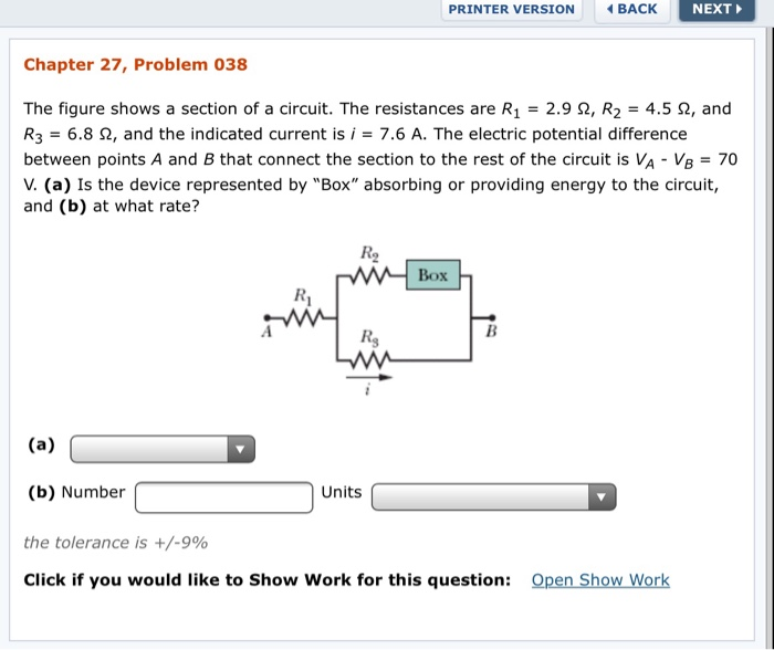 Solved PRINTER VERSION BACK NEXT Chapter 27, Problem 038 The | Chegg.com