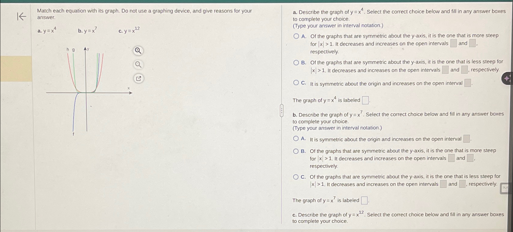 Solved Match each equation with its graph. Do not use a | Chegg.com