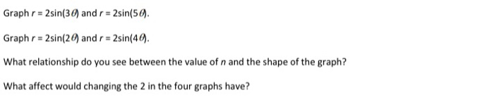 Solved Graph r = 2sin(30) and r = 2sin(59). Graph r = 2 | Chegg.com