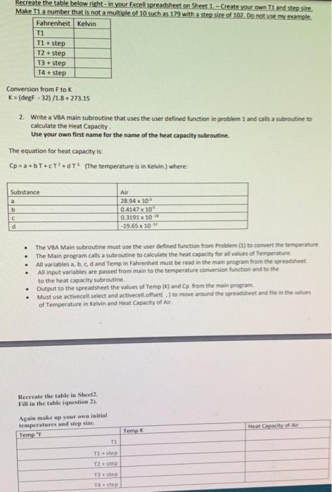 Solved 1. Create a VBA user defined function to convert | Chegg.com