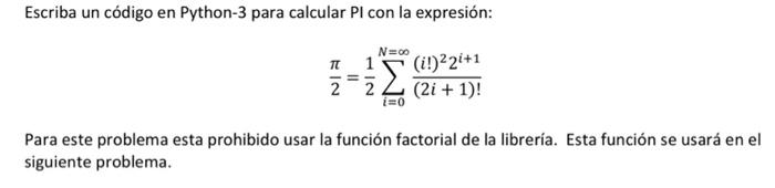 Escriba un código en Python-3 para calcular PI con la | Chegg.com