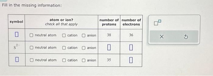 Fill in the missing information: | Chegg.com