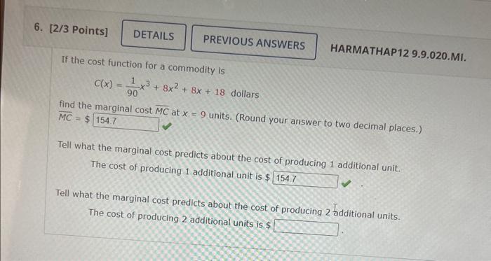 Solved what is the answer for the cost of producing 2 | Chegg.com