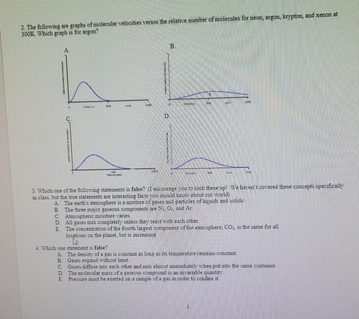 2. The following are graphs of molecular velocities | Chegg.com