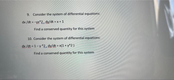 Solved 9. Consider the system of differential equations: | Chegg.com
