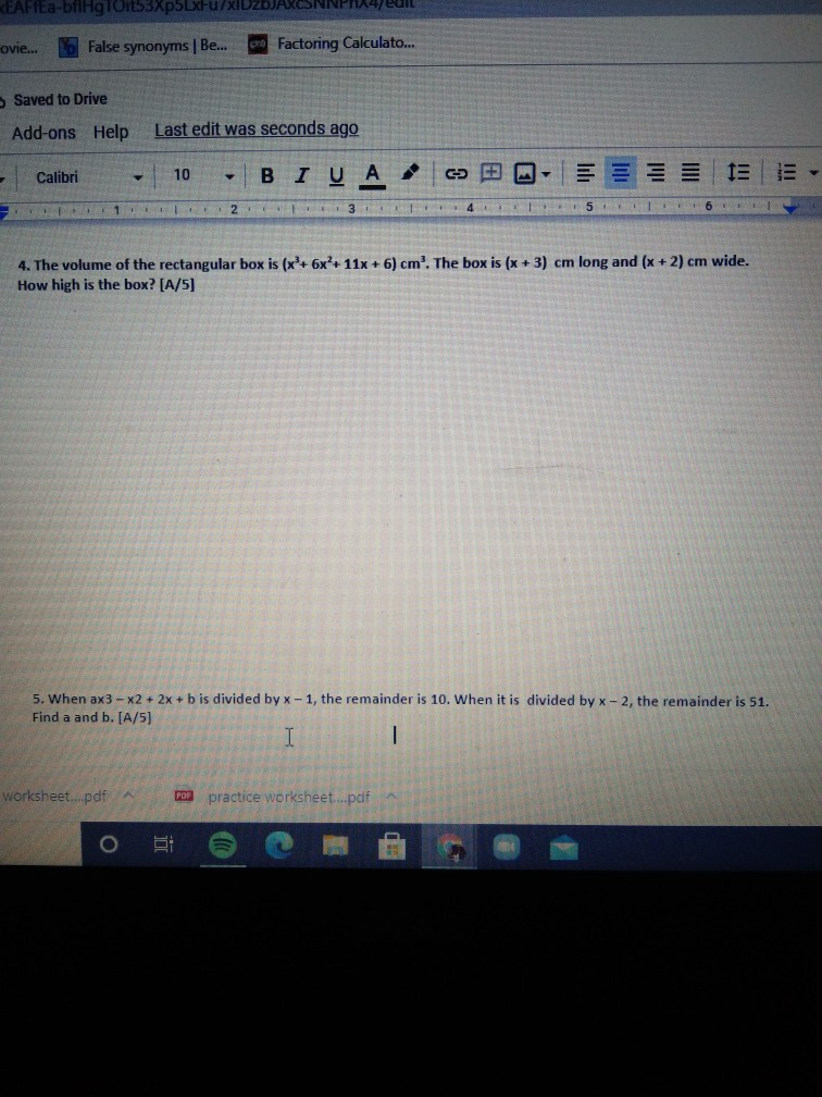 Solved ext Calibri 10 B I U A 1 -- 1 2. 13 41 Name: Date: | Chegg.com