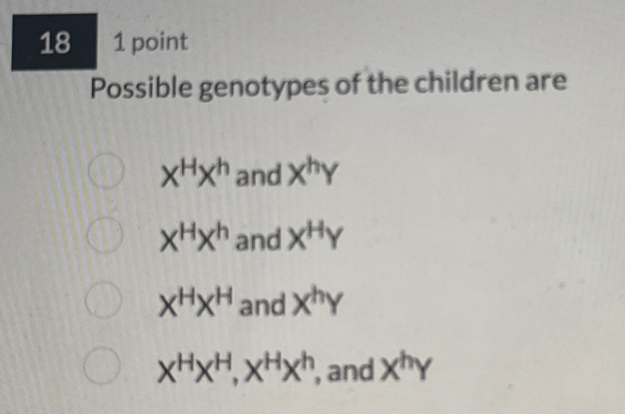 Solved 1 ﻿pointPossible genotypes of the children arexHxh | Chegg.com