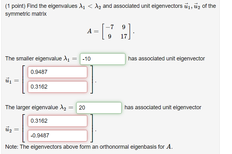 Solved (1 ﻿point) ﻿Find the eigenvalues λ1