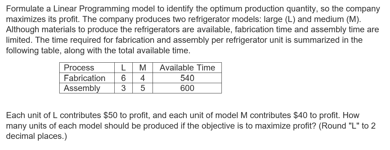 Solved Formulate a Linear Programming model to identify the | Chegg.com